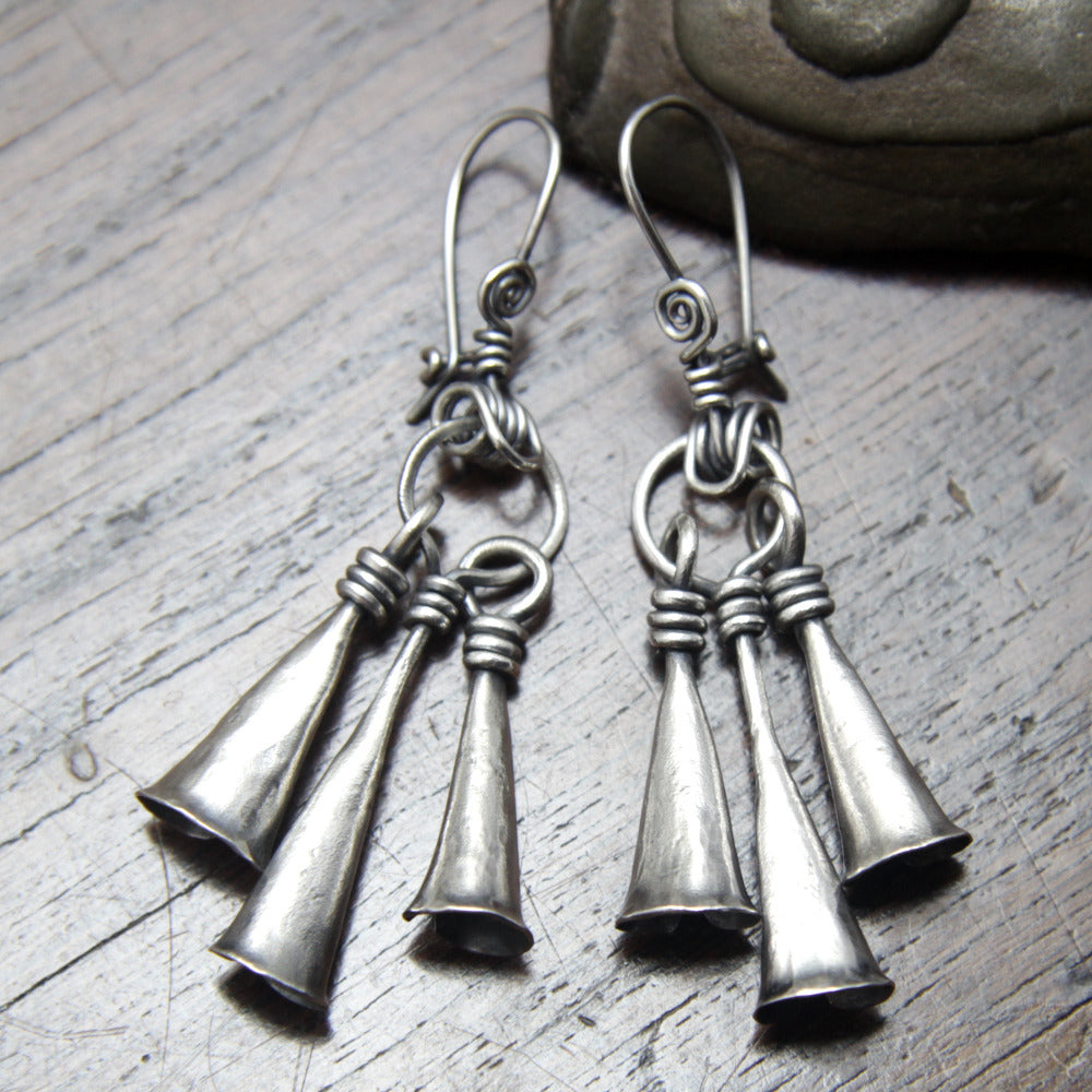 Silver Bell Amulet Chime Earrings – Taitaya Forge