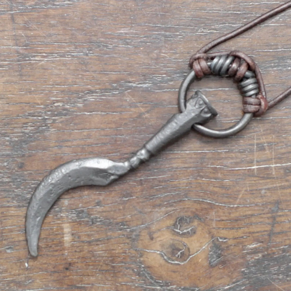 Forged Iron Sickle Pendant – Taitaya Forge